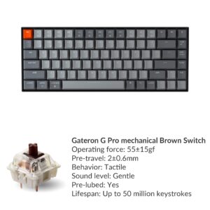 Keychron K2 75% Layout RGB Bluetooth Wireless Mechanical Keyboard with Gateron G Pro Brown Switch/Anti Ghosting/N-Key Rollover, Compact 84 Keys USB Wired Gaming Keyboard for Mac Windows-Version 2