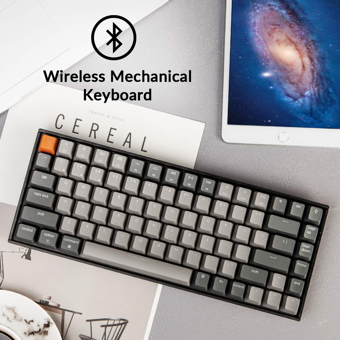 Keychron K2 75% Layout RGB Bluetooth Wireless Mechanical Keyboard with Gateron G Pro Brown Switch/Anti Ghosting/N-Key Rollover, Compact 84 Keys USB Wired Gaming Keyboard for Mac Windows-Version 2