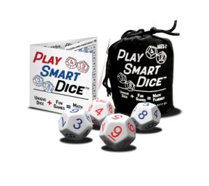 playsmart dice: uniquely numbered dice system with 5 fun math games that helps kids master addition and multiplication skills