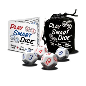 PlaySmart Dice: Uniquely Numbered Dice System with 5 Fun Math Games That Helps Kids Master Addition and Multiplication Skills