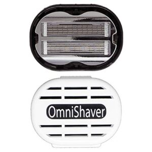 premium omnishaver with white travel case - the fastest way to shave head, legs, arms, body | an alternative to disposable shaving razors self cleans & strops during use | bald head shaver for men