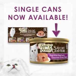 Purina Fancy Feast Savory Centers Pate Adult Wet Cat Food with Beef and a Gravy Center - (Pack of 24) 3 Oz. Cans