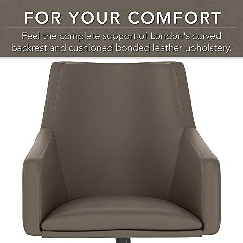 Bush Business Furniture London Mid Back Leather Box Chair in Washed Gray