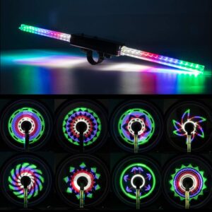 leadbike led bike wheel lights w/ 30x different rgbw patterns| batteries included, ultimate brightness w/ 64pcs led lights| ipx5 waterproof safety tire lights for kids & adults| cycling road safety