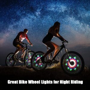 LEADBIKE LED Bike Wheel Lights w/ 30x Different RGBW Patterns| Batteries Included, Ultimate Brightness w/ 64PCS LED Lights| IPX5 Waterproof Safety Tire Lights for Kids & Adults| Cycling Road Safety