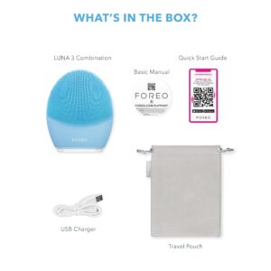 FOREO LUNA 3 Facial Cleansing Brush | Combination skin | Anti Aging Face Massager | Enhances Absorption of Facial Skin Care Products | For Clean & Healthy Face Care | Simple & Easy | Waterproof