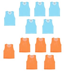 imflyker scrimmage pinnies jerseys vests pinnies for youth adult sports basketball, soccer, football, volleyball (6 orange + 6 blue)