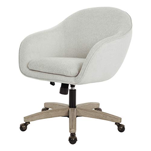 OSP Home Furnishings Nora Office Chair in Dove Faux Leather with Grey Brush Wood Base KD