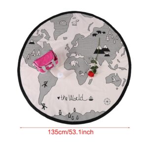 Baby World Map Crawling Blanket, Baby Round Carpet Playing Mat World Map Floor Kid Crawling Pad Rug Toddler Cushion Crawling Blanket for Kids