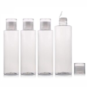 5 oz Clear Plastic Empty Bottles Travel Bottle Container with Flip Cap BPA -free Sample Tube Jars for Cosmetic Bath Shower Gel Lotion Liquid Shampoo - Set of 4