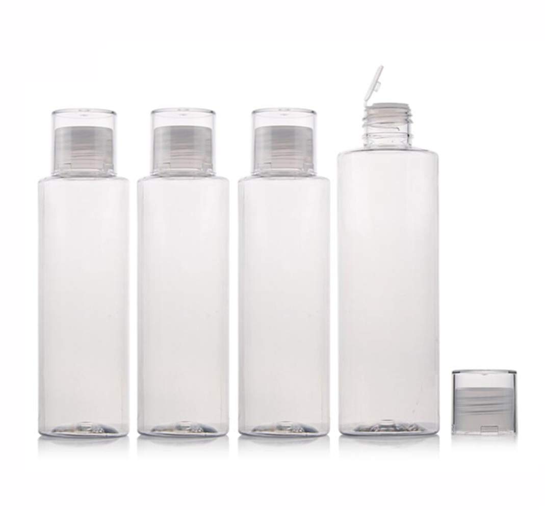 5 oz Clear Plastic Empty Bottles Travel Bottle Container with Flip Cap BPA -free Sample Tube Jars for Cosmetic Bath Shower Gel Lotion Liquid Shampoo - Set of 4