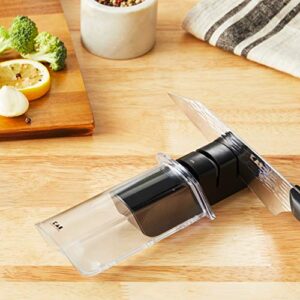 Kai PRO Diamond and Ceramic Retractable Sharpener, Kitchen Knife Sharpener for Straight, Double-Bevel Blades, Easy to Use, Three-Step Knife Sharpening Process