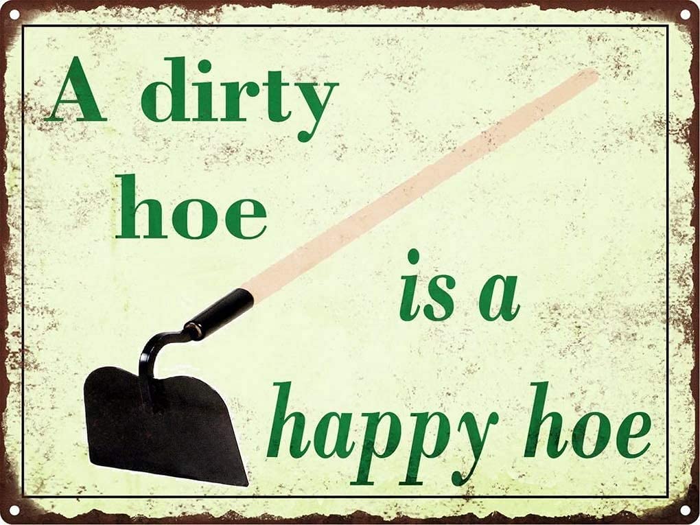 Muroanmi Dirty Hoe Happy Hoe Metal Signs Vintage Look Rustic Garden Funny Retro 12x12 Inch