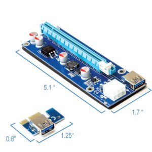 PCIe Riser Card Latest Adapter 6-Pin 1x to 16x For Mining GPU Riser Adapter Flexibility Extension Cable 6-Pin PCI-E to SATA Power Cable For Bitcoin & Crypto Mining Ethereum Mining ETH