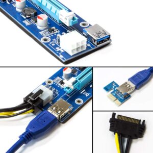 PCIe Riser Card Latest Adapter 6-Pin 1x to 16x For Mining GPU Riser Adapter Flexibility Extension Cable 6-Pin PCI-E to SATA Power Cable For Bitcoin & Crypto Mining Ethereum Mining ETH