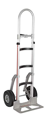 Magliner HMK53CUA45 Aluminum Hand Truck, Curved Back Frame, 60" Single Grip Handle, 18" x 7-1/2" Aluminum Diecast Nose Plate, 500 lb Capacity (Pack of 1)