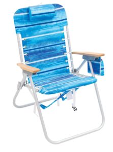 rio gear 4-position hi-boy backpack beach chair -aluminum, stripe