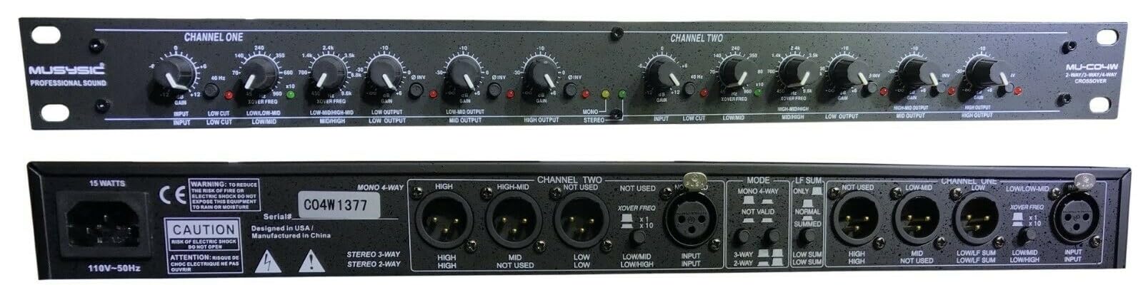 MUSYSIC MU-CO4W Professional 2/3/4-WAY Audio Stereo Sound Processing Crossover