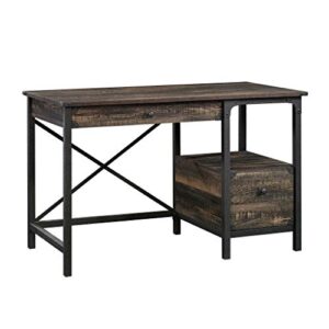 sauder 423912 steel river desk, carbon oak finish