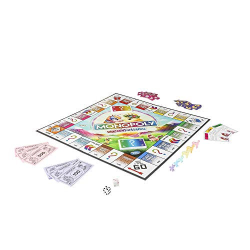 Monopoly Unicorns vs. Llamas Board Game for Ages 8 and Up; Play on Team Unicorn or Team Llama (Amazon Exclusive)