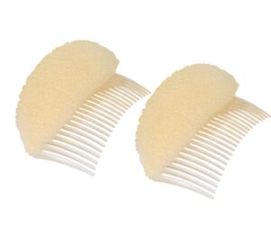 2pcs charming bump it up volume inserts hair comb do beehive hair stick bun maker tool hair base styling accessories for women lady girl (beige)