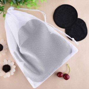 SIQUK 24 Pieces Reusable Cotton Rounds Black Makeup Remover Pads Layers Washable Organic Bamboo Cleansing Cloth Pads with Laundry Bag for Eye Makeup Remove Face Wipe