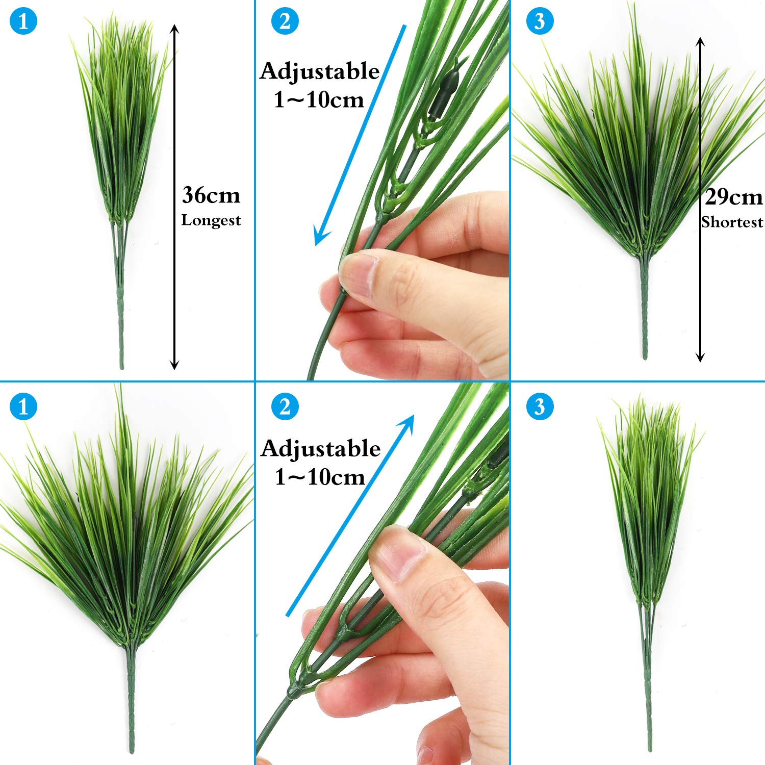 Ageomet 14pcs Fake Grass Plant, Artificial Outdoor Plants UV Resistant, Wheat Bushes Plastic Artificial Shrubs, Faux Greenery for House Garden Patio Front Porch Indoor Decor