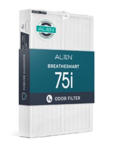 alen air filter b7-odor replacement true hepa filter for breathesmart 75i air purifier - captures allergens & mold + pet dander & odors (1 filter)