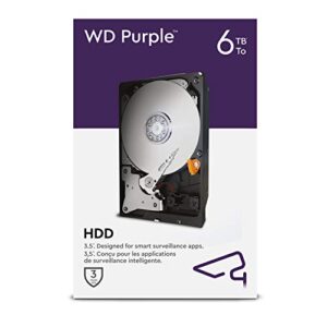 wd purple 6tb surveillance 3.5 inch internal hard drive - allframe 4k - 180tb/yr, 64mb cache, 5640 rpm class