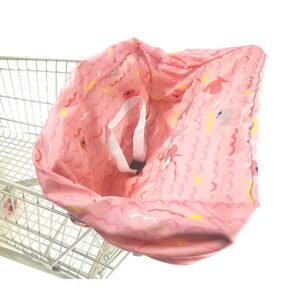 Portable Shopping Cart Cover | High Chair and Grocery Cart Covers for Babies, Kids, Infants & Toddlers ✮ Includes Free Carry Bag ✮ (Simple Pink Fish)