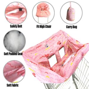 Portable Shopping Cart Cover | High Chair and Grocery Cart Covers for Babies, Kids, Infants & Toddlers ✮ Includes Free Carry Bag ✮ (Simple Pink Fish)