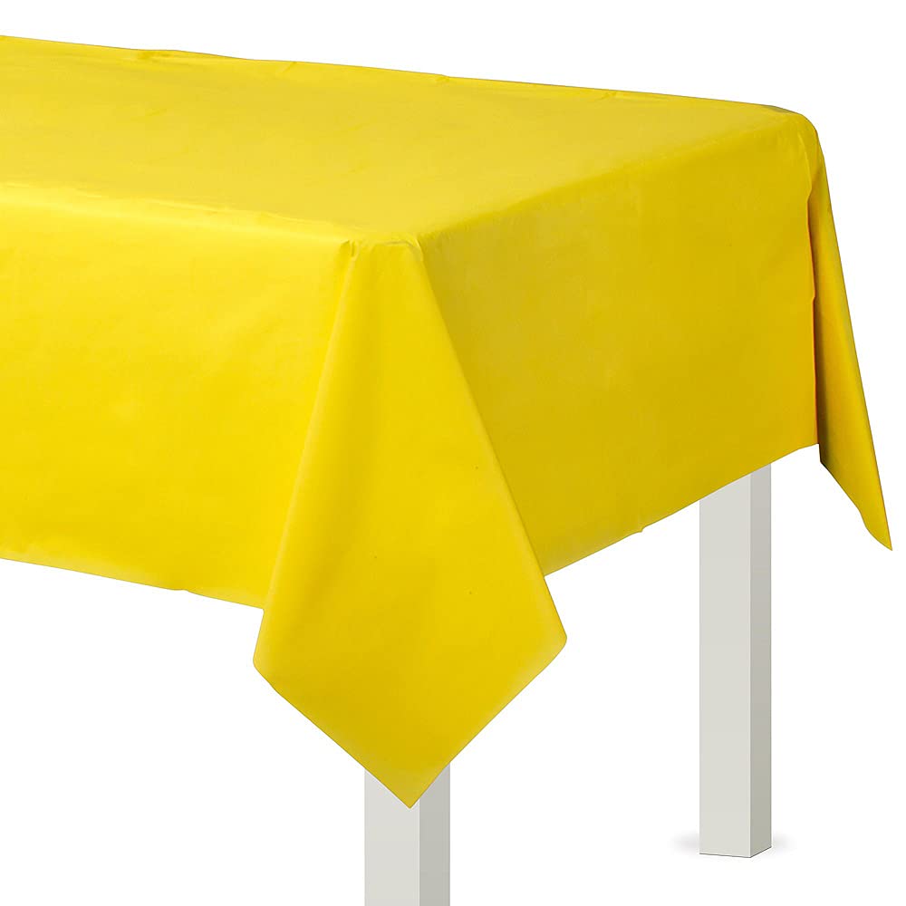 Party City Big Party Pack Sunshine Yellow Paper Tableware Party Supplies for 50 Guests, Includes Table Covers and More