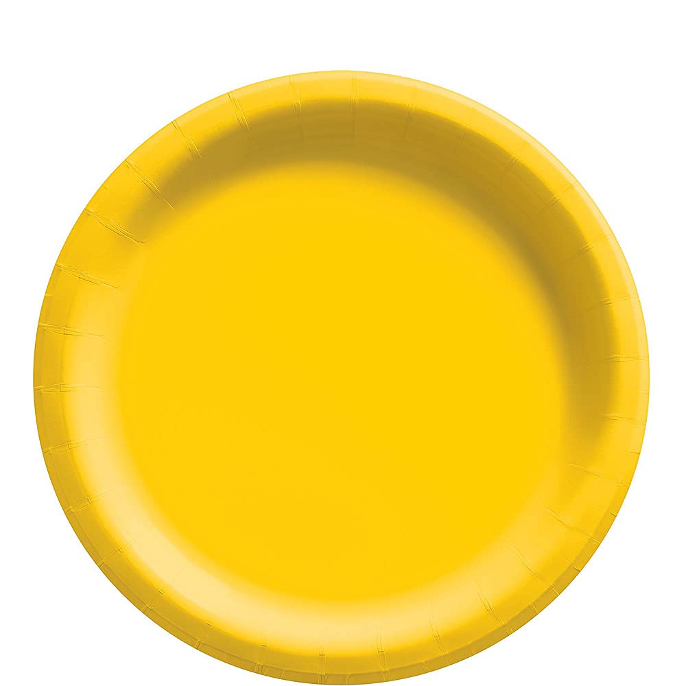 Party City Big Party Pack Sunshine Yellow Paper Tableware Party Supplies for 50 Guests, Includes Table Covers and More