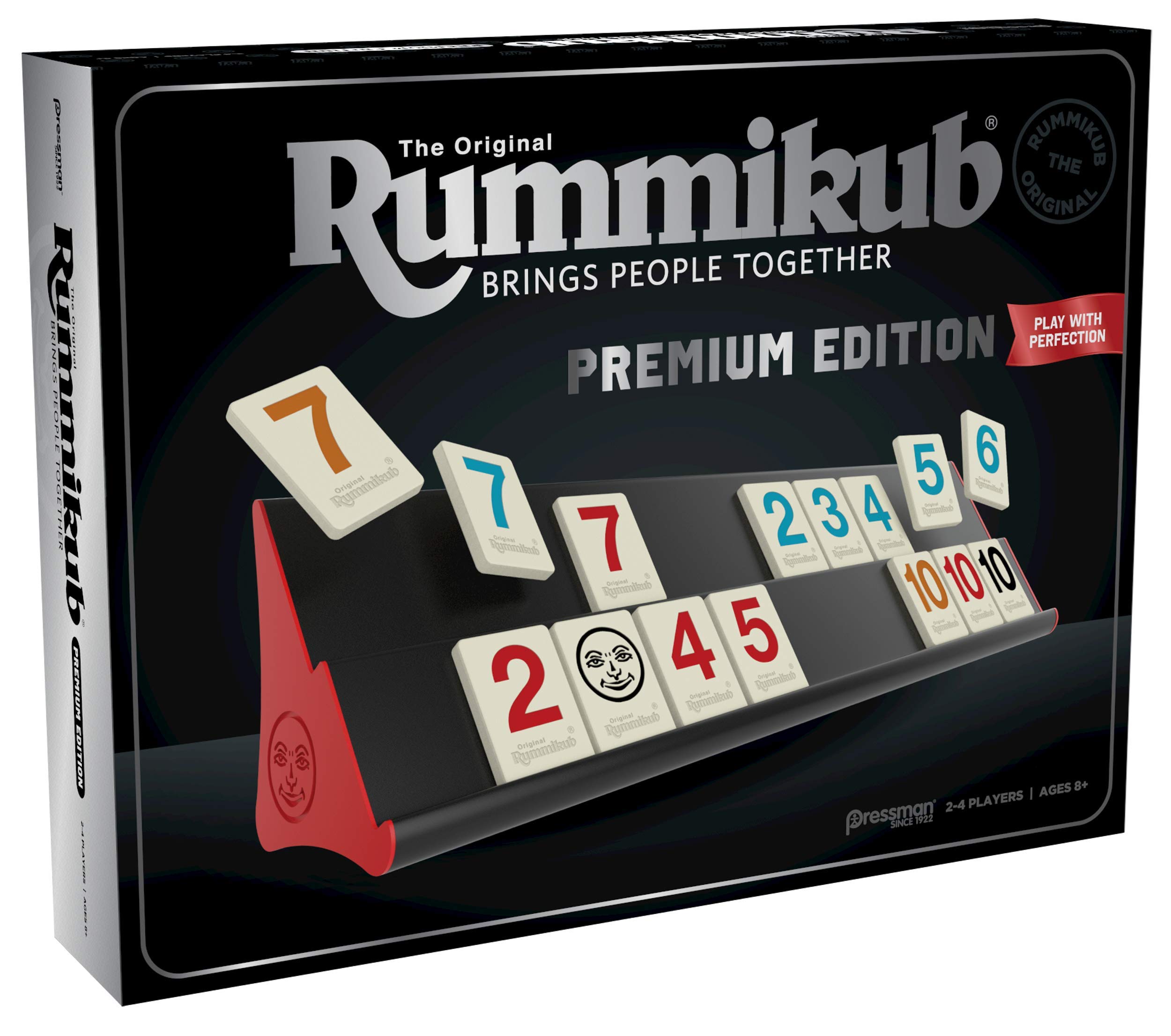 Rummikub Premium Edition by Pressman - Features Racks - Large Number Engraved Tiles and a Storage Bag for The Ultimate Rummikub Experience by Pressman , Silver