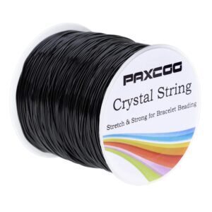 paxcoo stretchy string for bracelets, 0.8mm black elastic string bracelet cord jewelry bead thread for bracelets, necklaces, beading and jewelry making