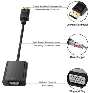 HDMI to VGA, Gold-Plated HDMI to VGA Adapter, Male to Female for Computer, Desktop, Laptop, PC, Monitor, Projector, HDTV, Chromebook, Raspberry Pi, Roku, Xbox and More