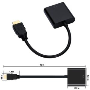 HDMI to VGA, Gold-Plated HDMI to VGA Adapter, Male to Female for Computer, Desktop, Laptop, PC, Monitor, Projector, HDTV, Chromebook, Raspberry Pi, Roku, Xbox and More