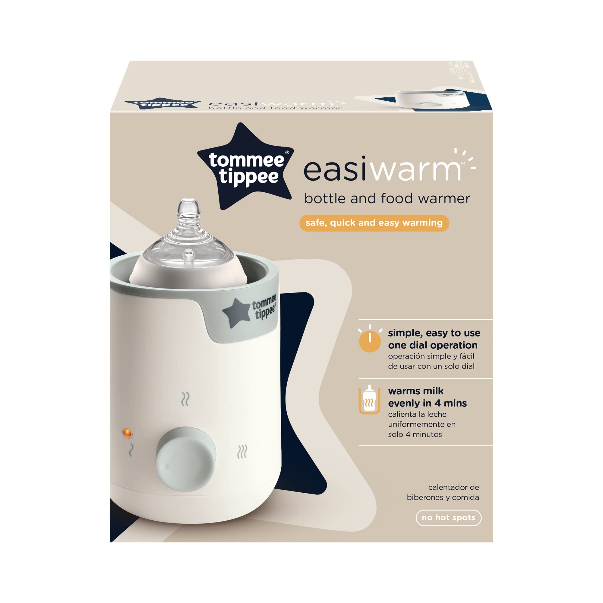 Tommee Tippee Easiwarm Bottle Warmer, Warms Baby Feeds to Body Temperature in Minutes, Automatic Timer, One-Dial Operation, White