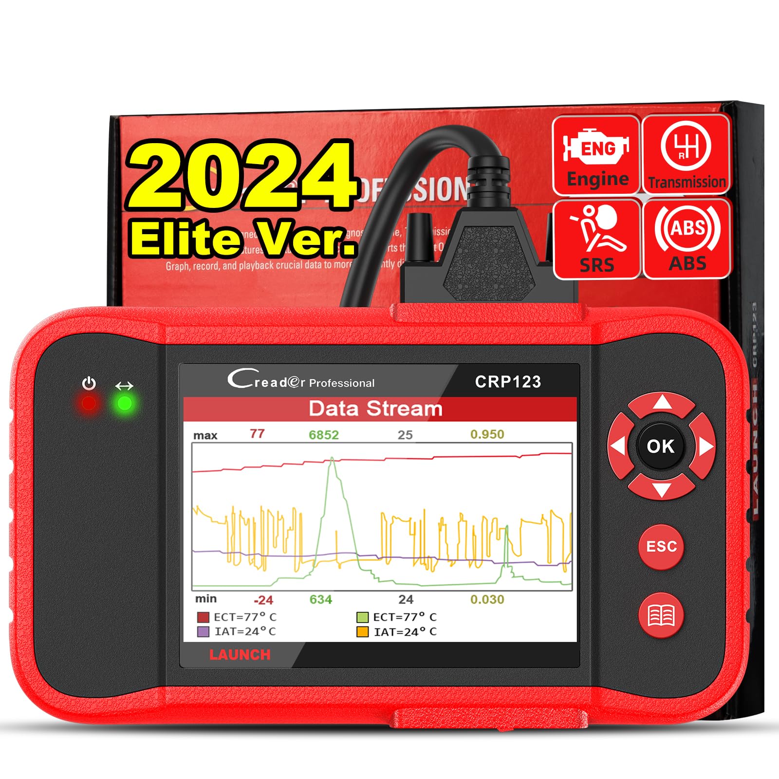 LAUNCH CRP123 OBD2 Scanner, Engine/ABS/SRS/Transmission Code Reader Car Diagnostic Scan Tool, Full OBDII Modes Automotive Scanner, Live Data Stream Graph, Lifetime Free Update