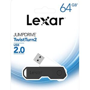 Lexar JumpDrive TwistTurn2 64GB USB 2.0 Flash Drive, Black (LJDTT2-64GABNABK)