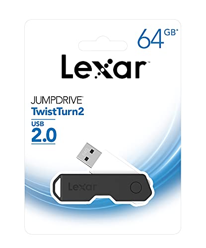 Lexar JumpDrive TwistTurn2 64GB USB 2.0 Flash Drive, Black (LJDTT2-64GABNABK)