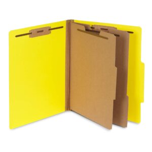 10 yellow classification folders, 2 divider, 2 inch tyvek expansions, durable 2 prongs designed to organize standard medical files, law client files, office reports, letter size, yellow, 10 pack