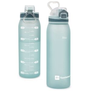 teentumn time marker water bottle gym, 30oz large durable bottle for workout sport travel water tracker (pack of 1)