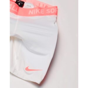 Nike Girl's Dry Softball Slider Shorts (Big Kids) White/Sunset Pulse/Sunset Pulse LG (14 Big Kid)