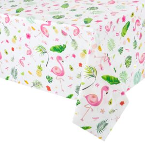 wernnsai flamingo tablecloth - 2 pcs 108''x 54'' tropical luau party disposable plastic table cover pineapple party supplies for kid girl picnic birthday party decorations