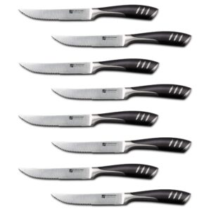 allwin-houseware w premium 8-piece german high carbon stainless steel steak knife set, double forged full tang kitchen dinner steak knives