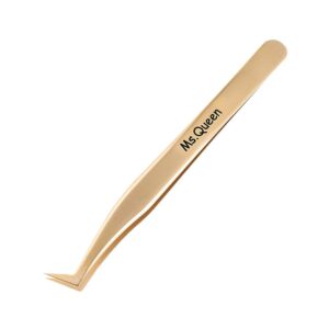 ms.queen eyelash extension tweezers set-precision tweezers for 2d-6d volume&individual false lashes extensions with pu storage case-golden (volume tweezers/m003-2)