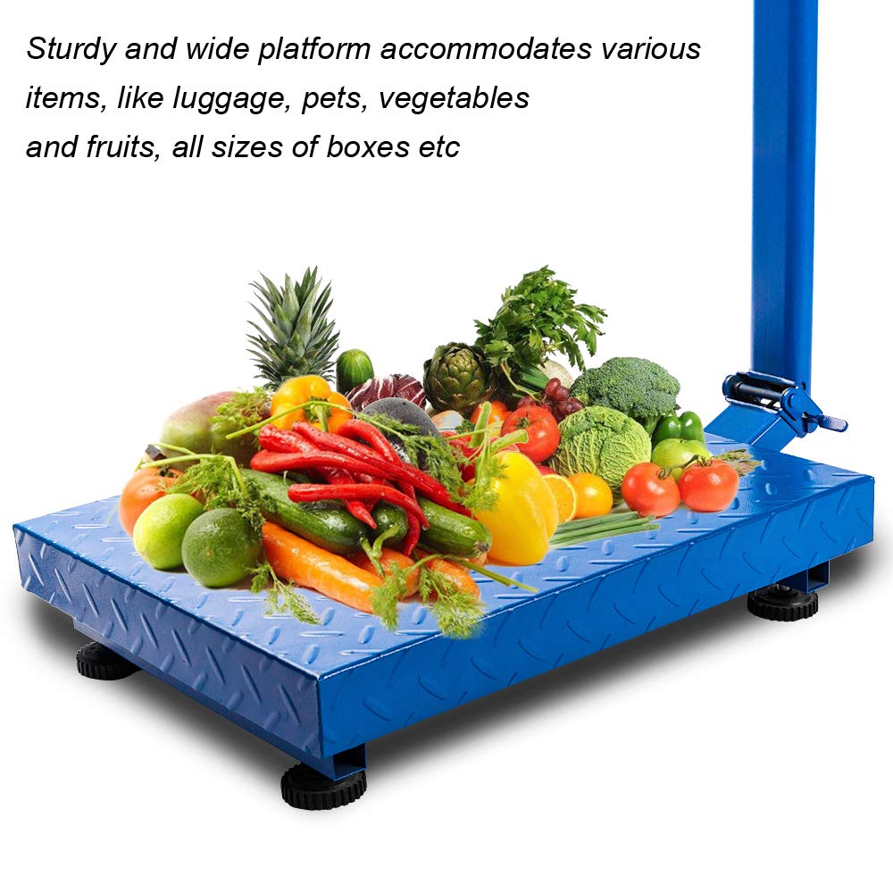 TUFFIOM 660lbs Weight Electronic Platform Scale,Digital Floor Heavy Duty Folding Scales,Stainless Steel High-Definition LCD Display,Perfect for Luggage Shipping Mailing Package Price (Dark Blue)