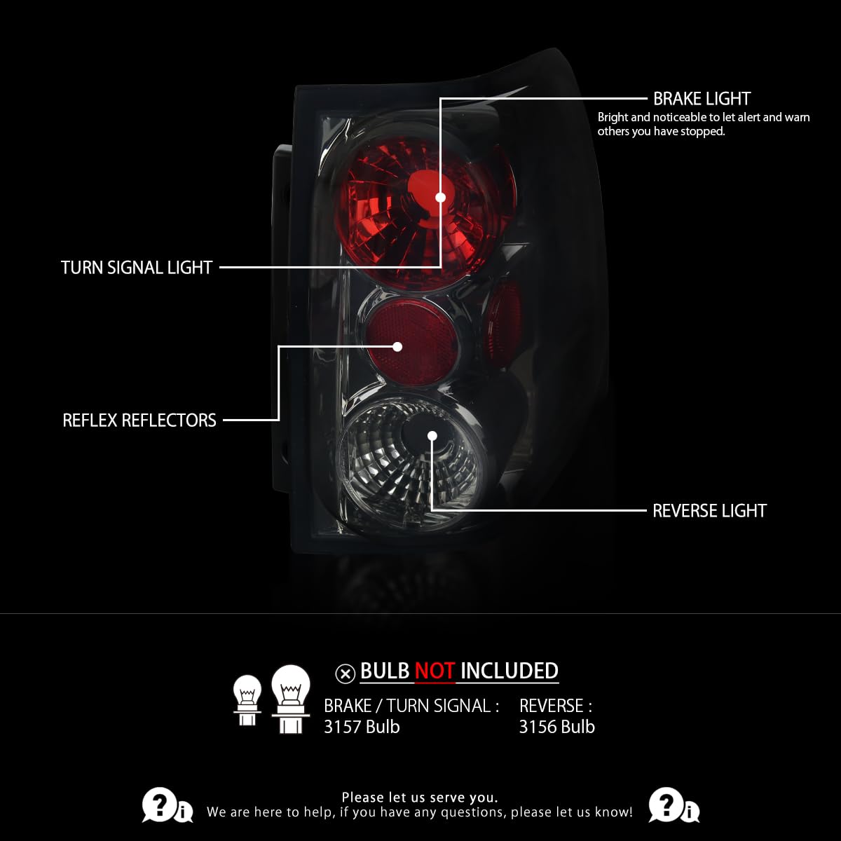 Autozensation Compatible with Ford Expedition 2003-2006, Smoke Lens Tail Lights, L+R Pair Taillight Assembly