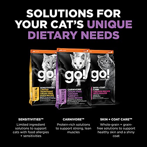 GO! SOLUTIONS Carnivore Grain Free Dry Cat Food, 3 lb - Chicken, Turkey + Duck Recipe - Protein Rich Dry Cat Food - Complete + Balanced Nutrition for All Life Stages